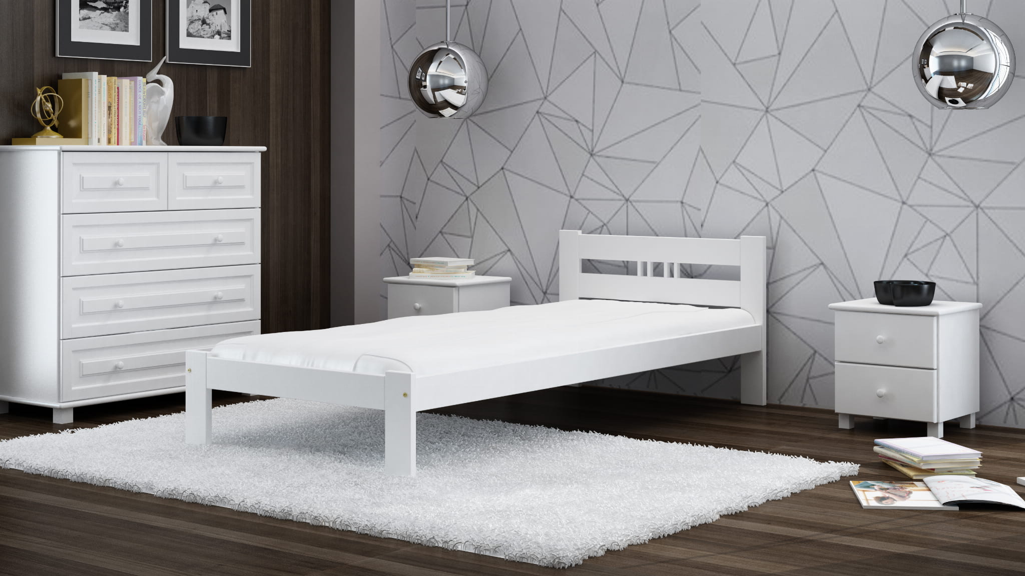 Letto 80x200 in legno Emilia Bianco - prezzo, negozio - Ami Mobili