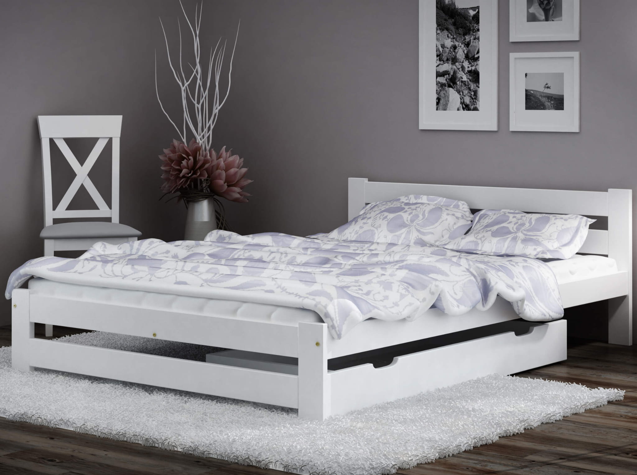 Letto in legno 140x200 Kada eco bianco - prezzo, negozio - Ami Mobili